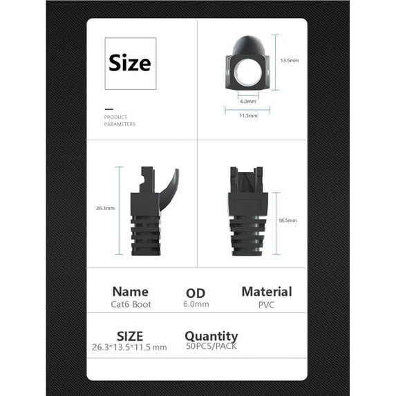 JUNXIAO-50 Pcs Cat5 Cat5E Cat6 Strain Relief Boot, RJ45 Plug Connector ...