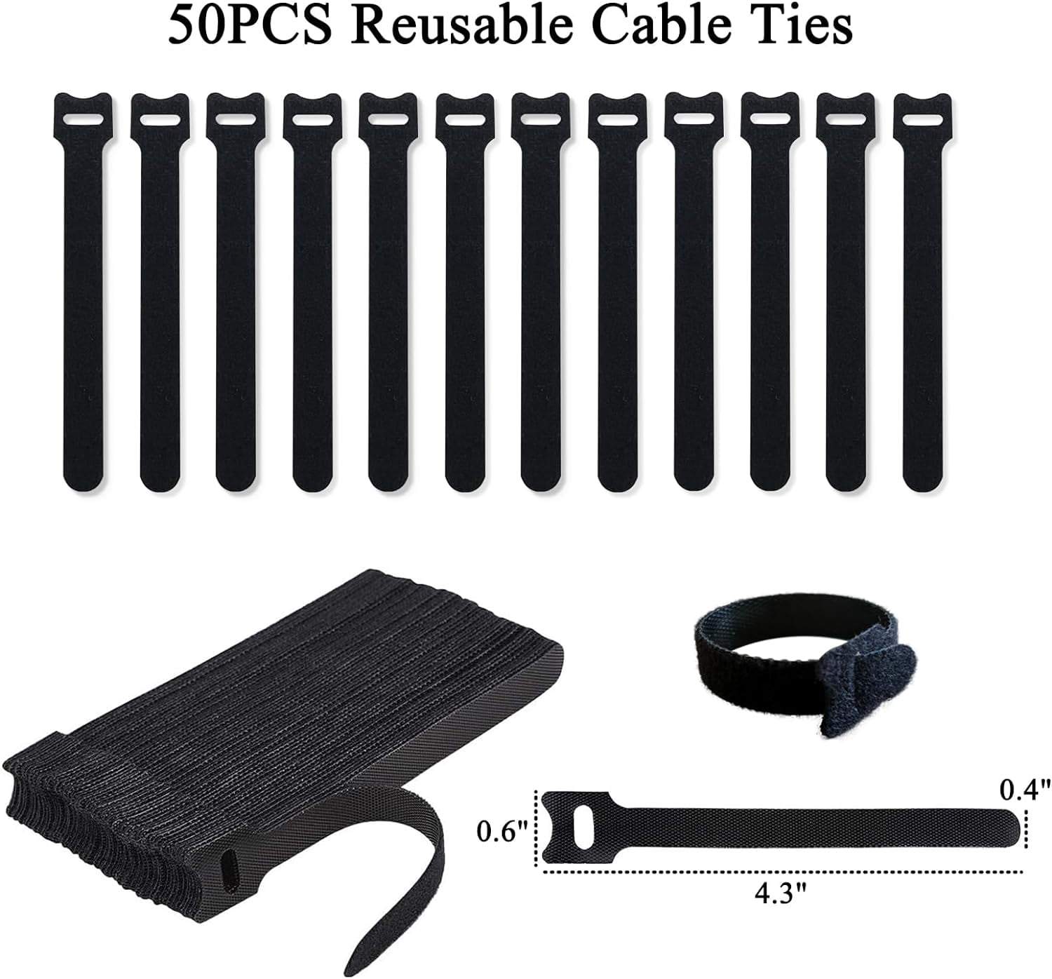 JUNXIAO-50pcs 4 Inch Cable Ties for Charging Cords, Wire Ties, Cord ...