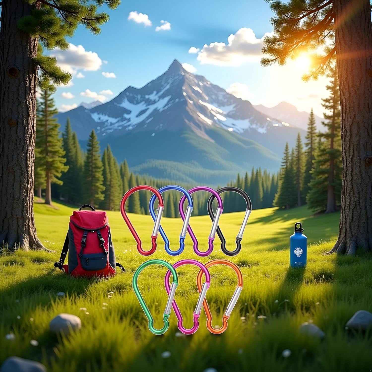 JUNXIAO-5Pcs Carabiner Clip 4" Aluminum Carabiner Clip Big Spring Snap ...