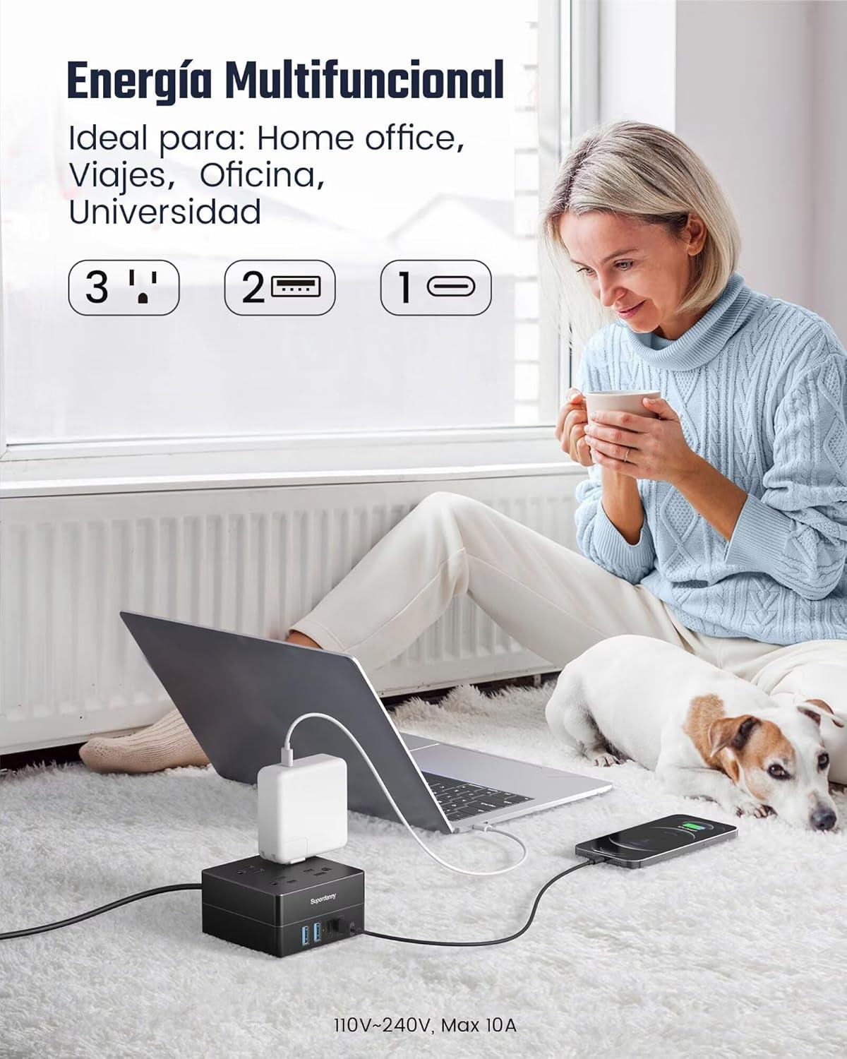 JUNXIAO-5ft Power Strip, Surge Protector 900 Joules, 4-Outlet 4-USB ...