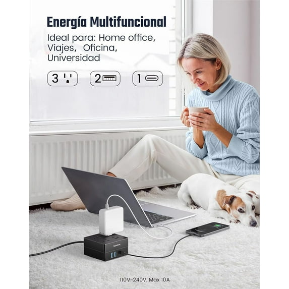 JUNXIAO-5ft Power Strip, Surge Protector 900 Joules, 4-Outlet 4-USB ...