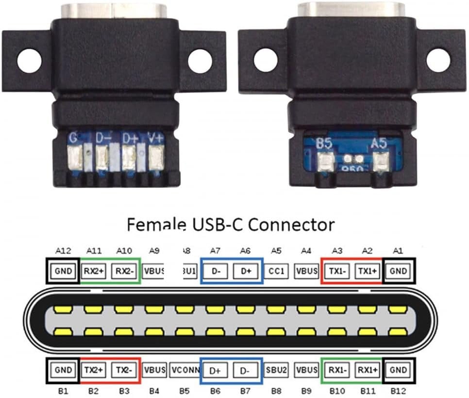 JUNXIAO-5pcs/Set DIY OEM Type C Female Socket Connector to 6Pin PCBA ...