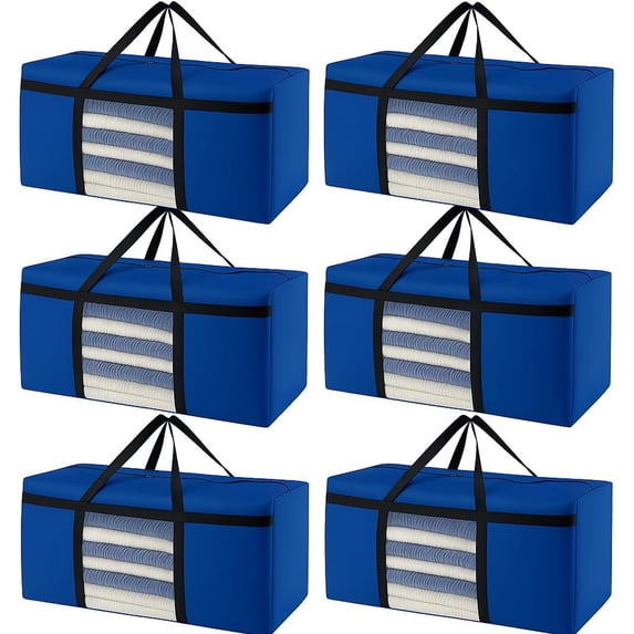 JUNXIAO-6 Pack Extra Large Moving Bags 90L with Clear Window, Heavy ...