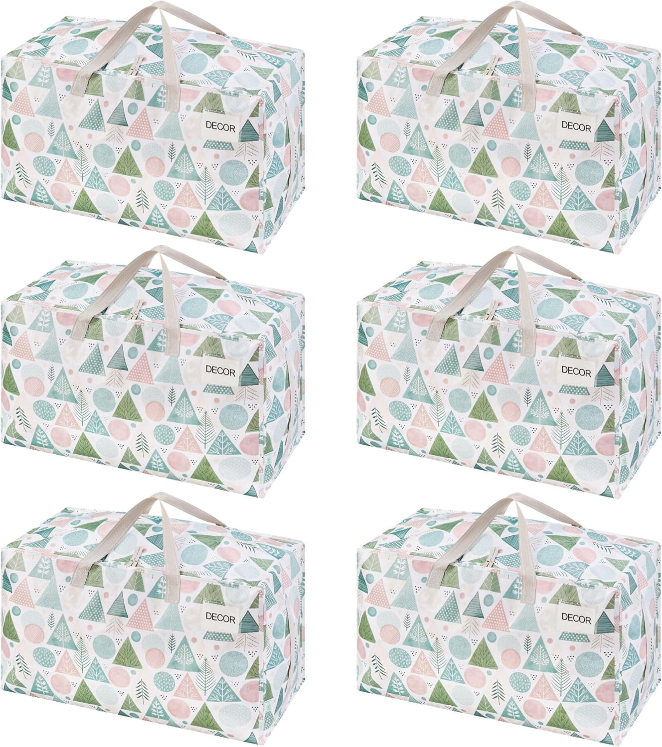 JUNXIAO-6 Pack Moving Bags and Large Christmas Decoration Storage Bins with lids. Alternative to ...