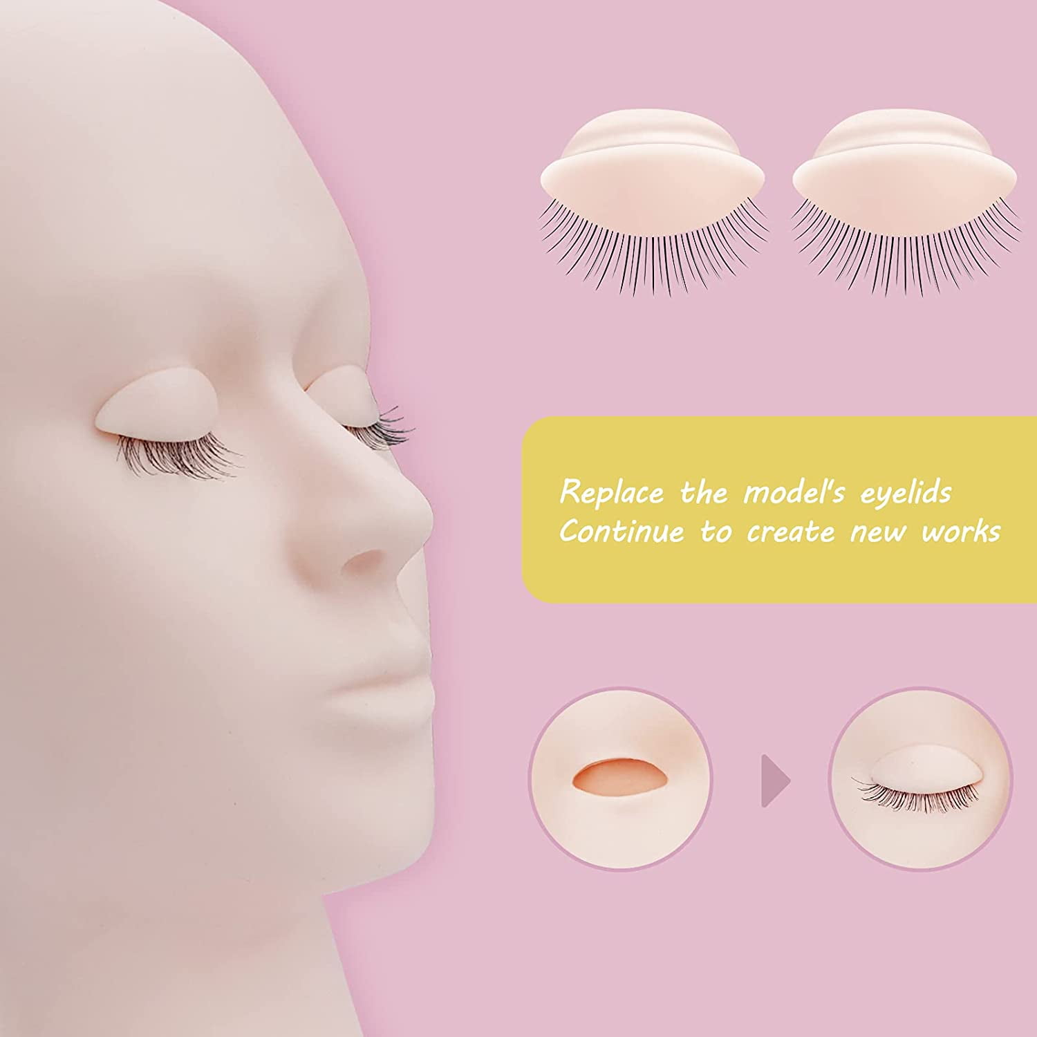 JUNXIAO-6 pairs of replaceable eyelids (2 boxes), Eyelash Replacement ...