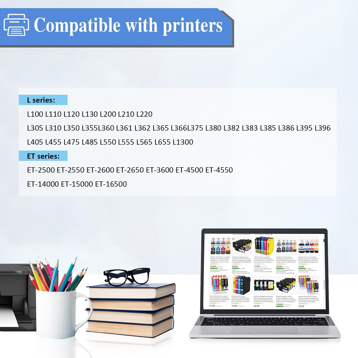 JUNXIAO-664 T664 Ink Compatible T664 Refill Ink Bottles Work with ET ...