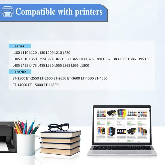 JUNXIAO-664 T664 Ink Compatible T664 Refill Ink Bottles Work with ET ...