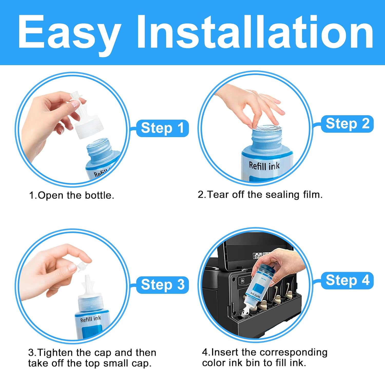 JUNXIAO-664 T664 Ink Refill Bottles Compatible with ET-2550 ET-2600 ET ...