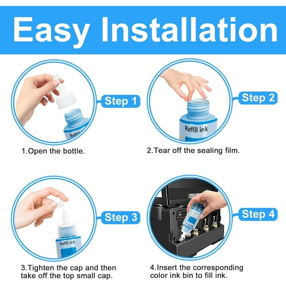JUNXIAO-664 T664 Ink Refill Bottles Compatible with ET-2550 ET-2600 ET ...