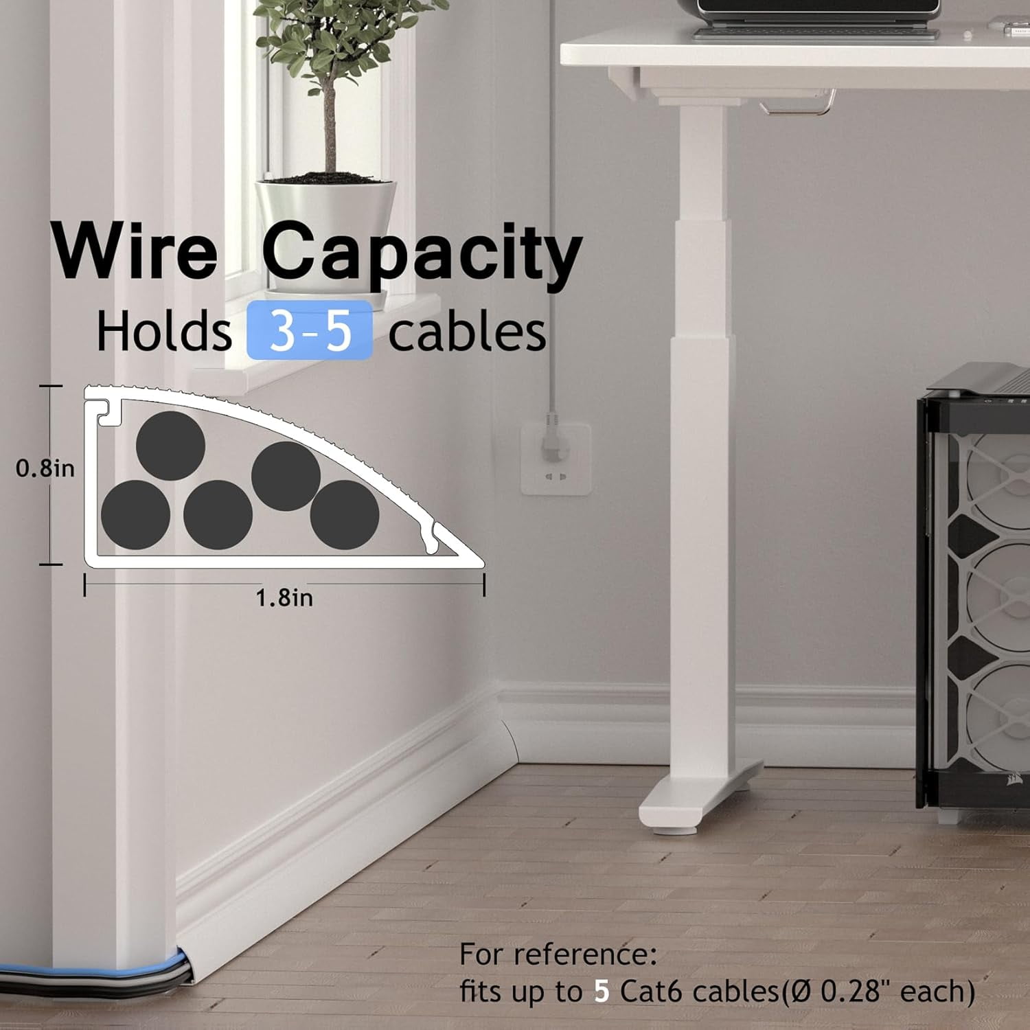 JUNXIAO-68in Floor Cord Cover for Corner, Large Cord Hider for 3-5 ...