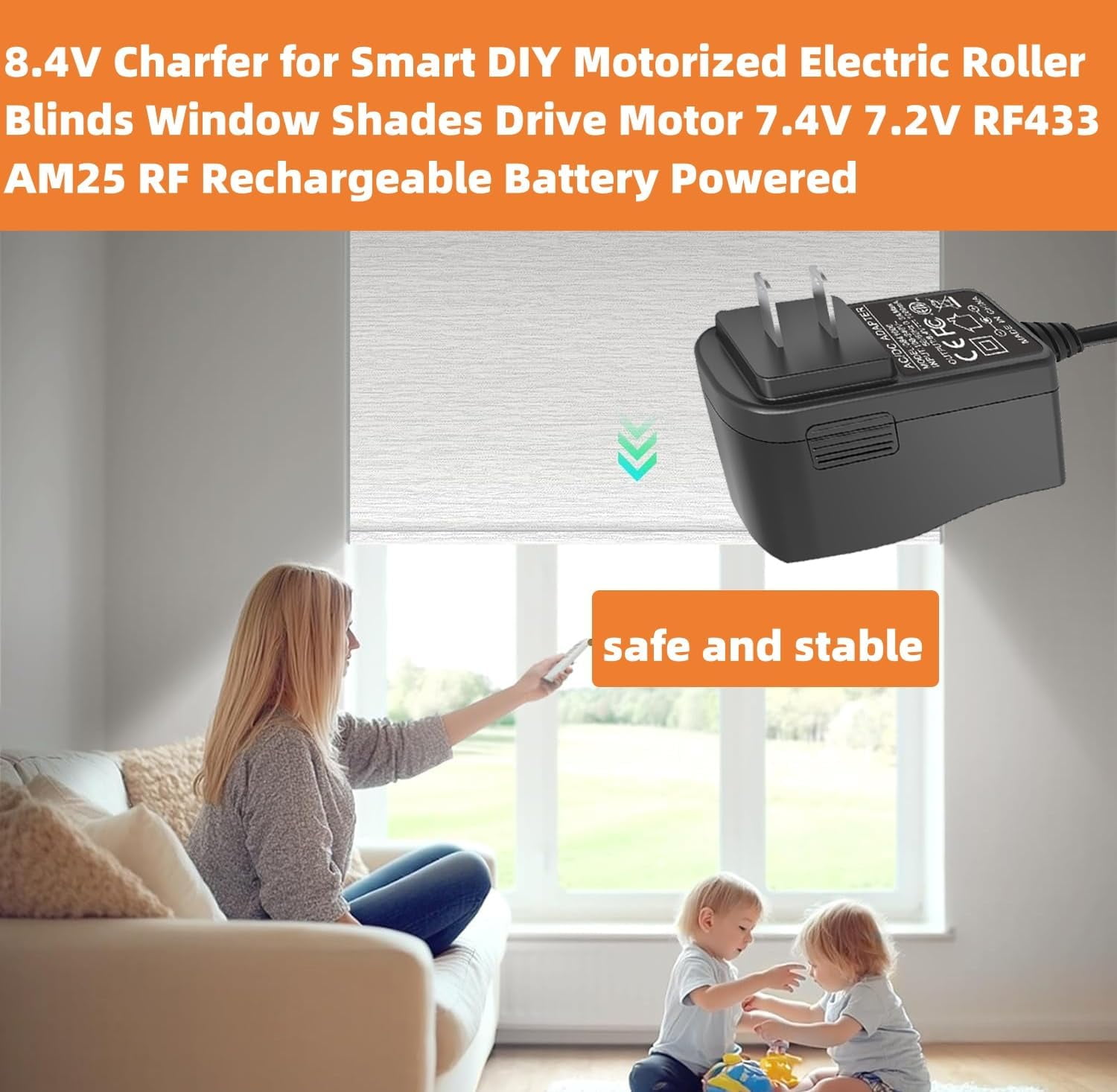 JUNXIAO-8.4V Charger for Smart DIY Motorized Electric Roller Blinds ...