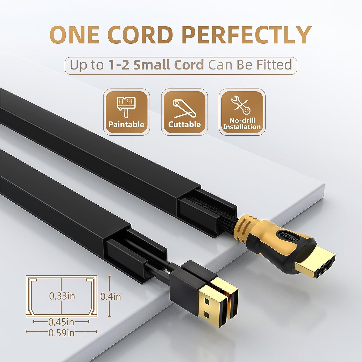 JUNXIAO-94'' Cord Hider, One-Cord Channel Cord Cover Wall, Paintable ...