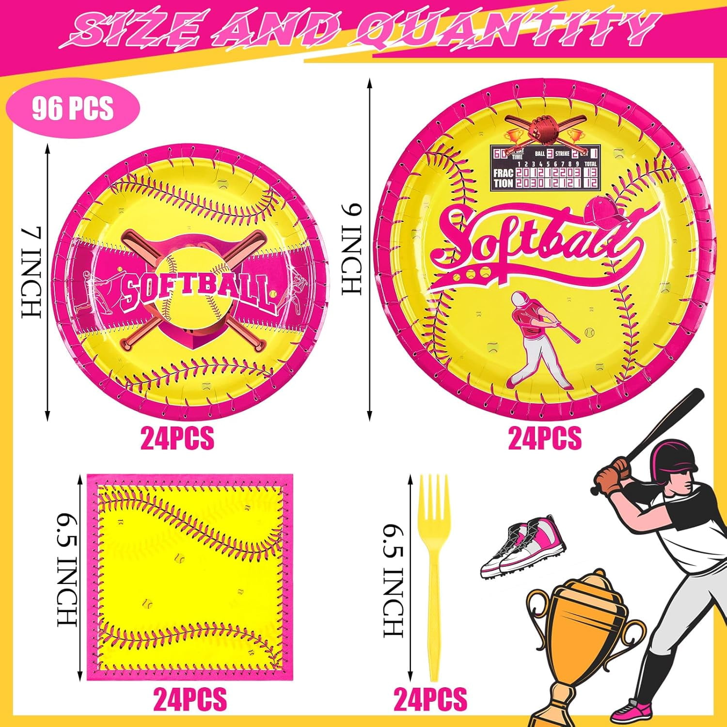 JUNXIAO-96 Pcs Softball Party Decorations for Girls Softball Party ...