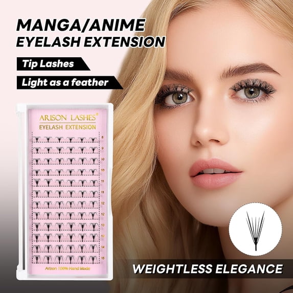 JUNXIAO-Arison Lashes Anime Cusp Lashes Fans False Eyelash Premade Fan ...