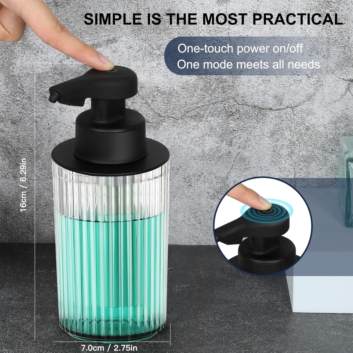 JUNXIAO-Automatic Soap Dispenser Foaming Touchless: 9oz Black Acrylic ...