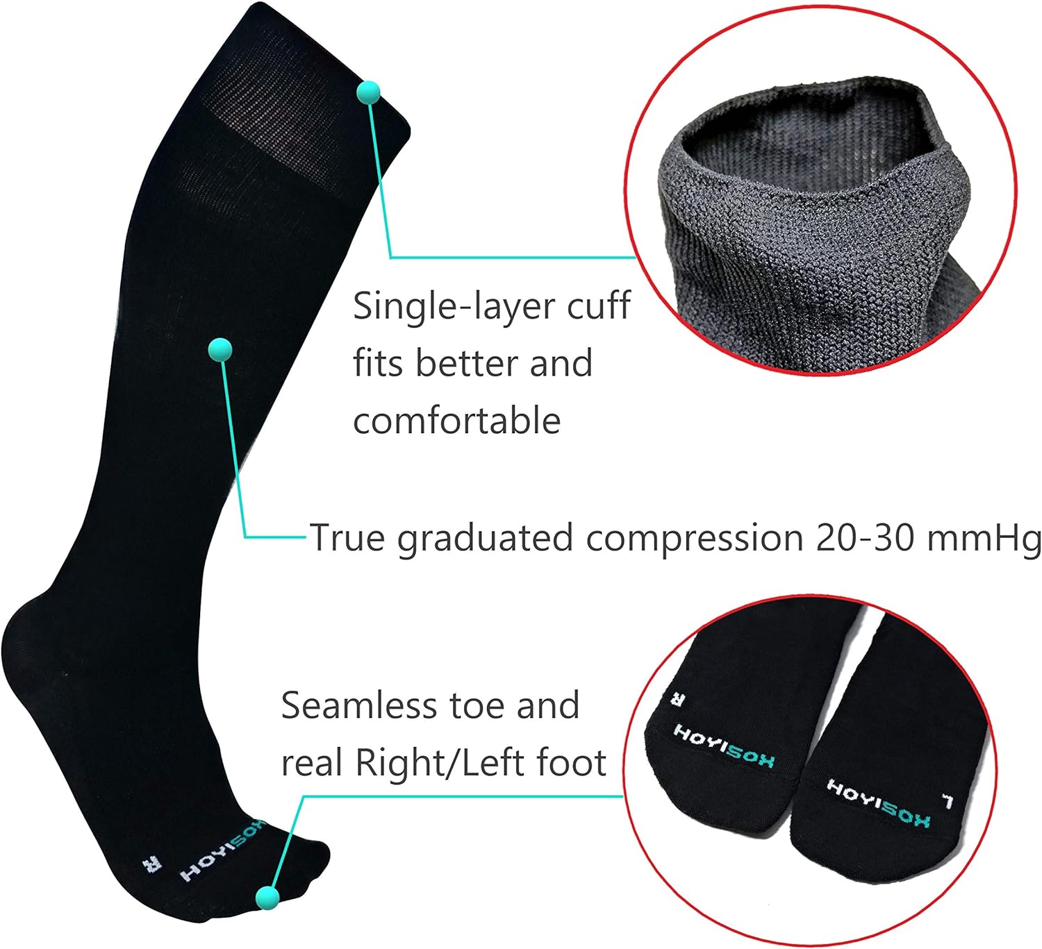 JUNXIAO-Big and Tall Compression Socks Sizes L to 8XL, Comfortable Knee ...