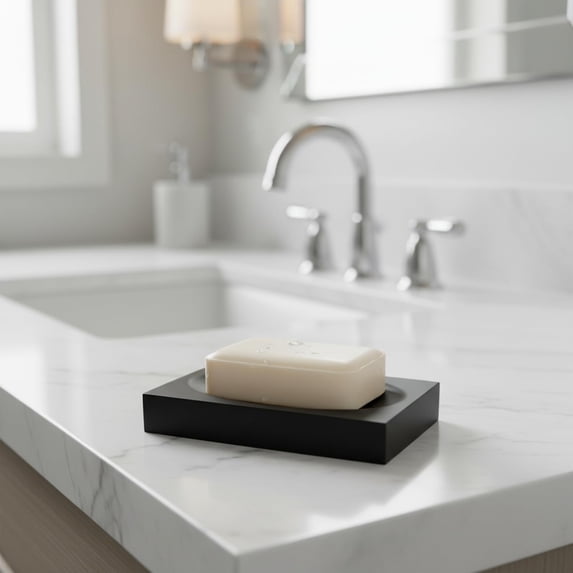 JUNXIAO-Black Resin Soap Dish Bathroom Home, Black Soap Saver Soap ...