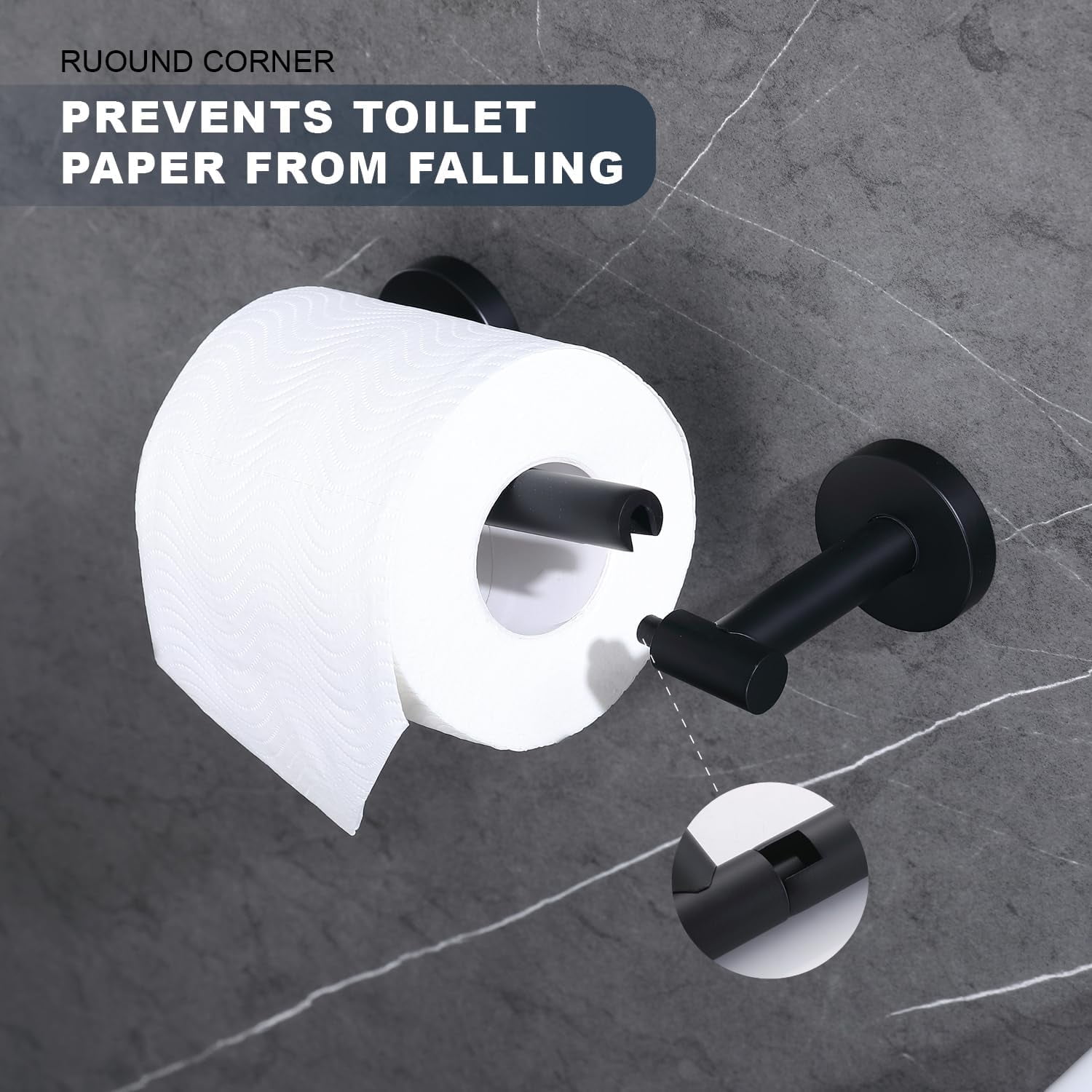 JUNXIAO-Black Toilet Paper Holder - Toilet Paper Roll Holder - Wall ...