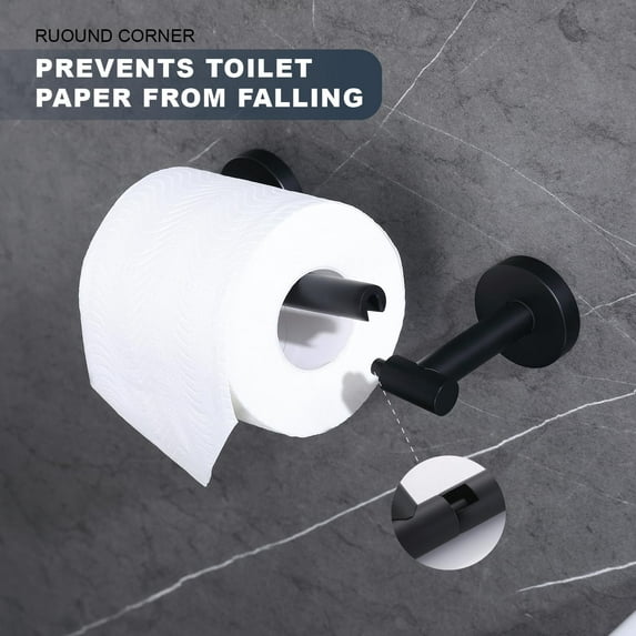 JUNXIAO-Black Toilet Paper Holder - Toilet Paper Roll Holder - Wall ...