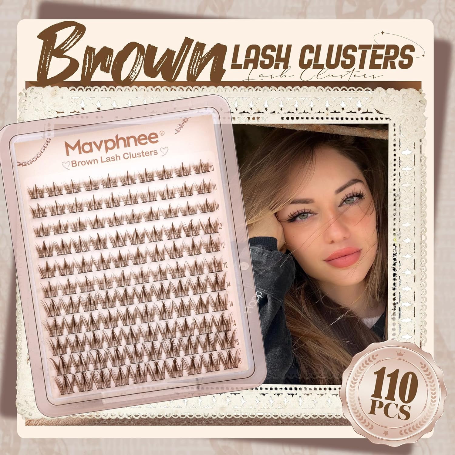 JUNXIAO-Brown Eyelash Clusters Spiky Lash Clusters Anime Lash ...