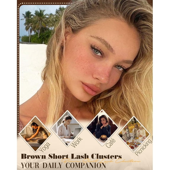 JUNXIAO-Brown Lash Clusters Kit Wispy Lash Extension Kit 10-14MM Short ...
