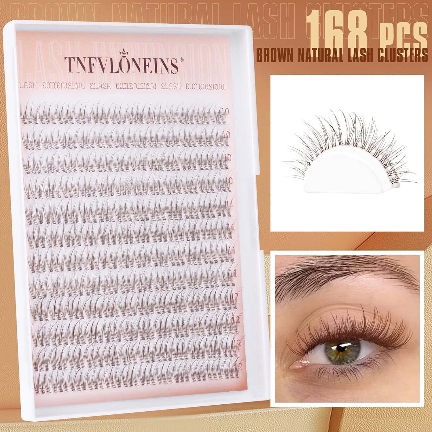 JUNXIAO-Brown Lash Clusters Natural Cluster Eyelash Extensions Wispy ...