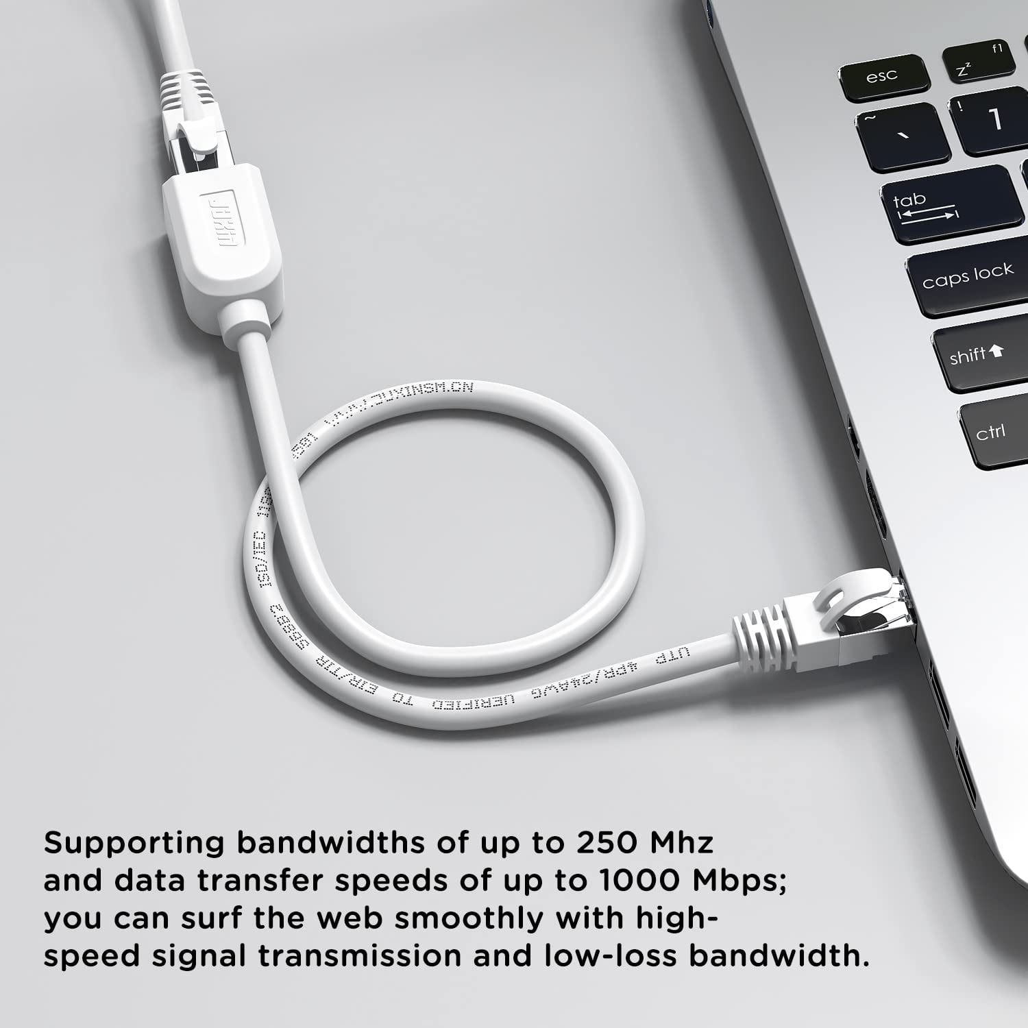 JUNXIAO-CAT 6 Ethernet Extension Cable White 10FT, RJ45 8P8C Extender ...