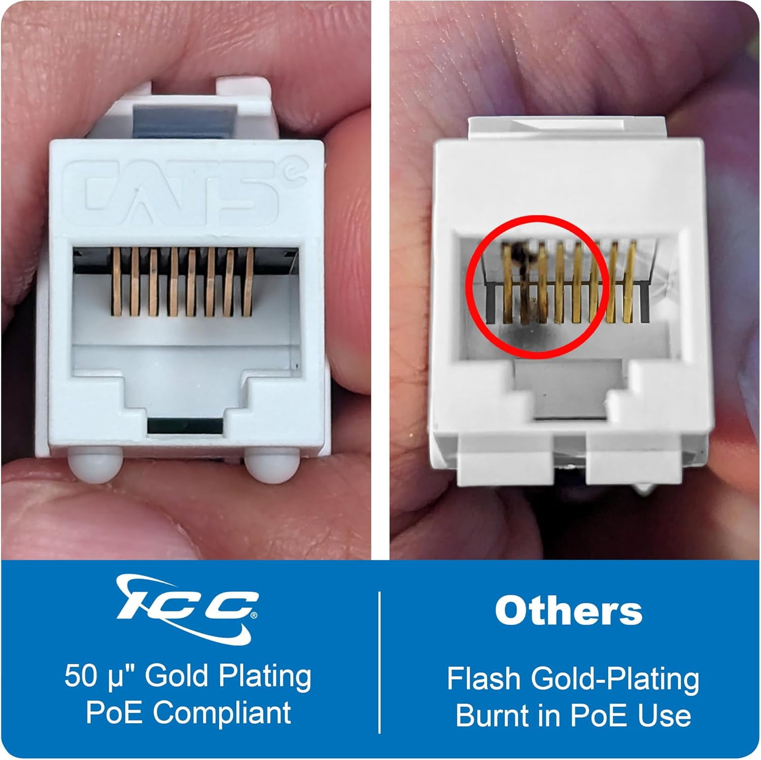 JUNXIAO-CAT5e Keystone Jack with Slim Profile 180 Degree Punch Down ...