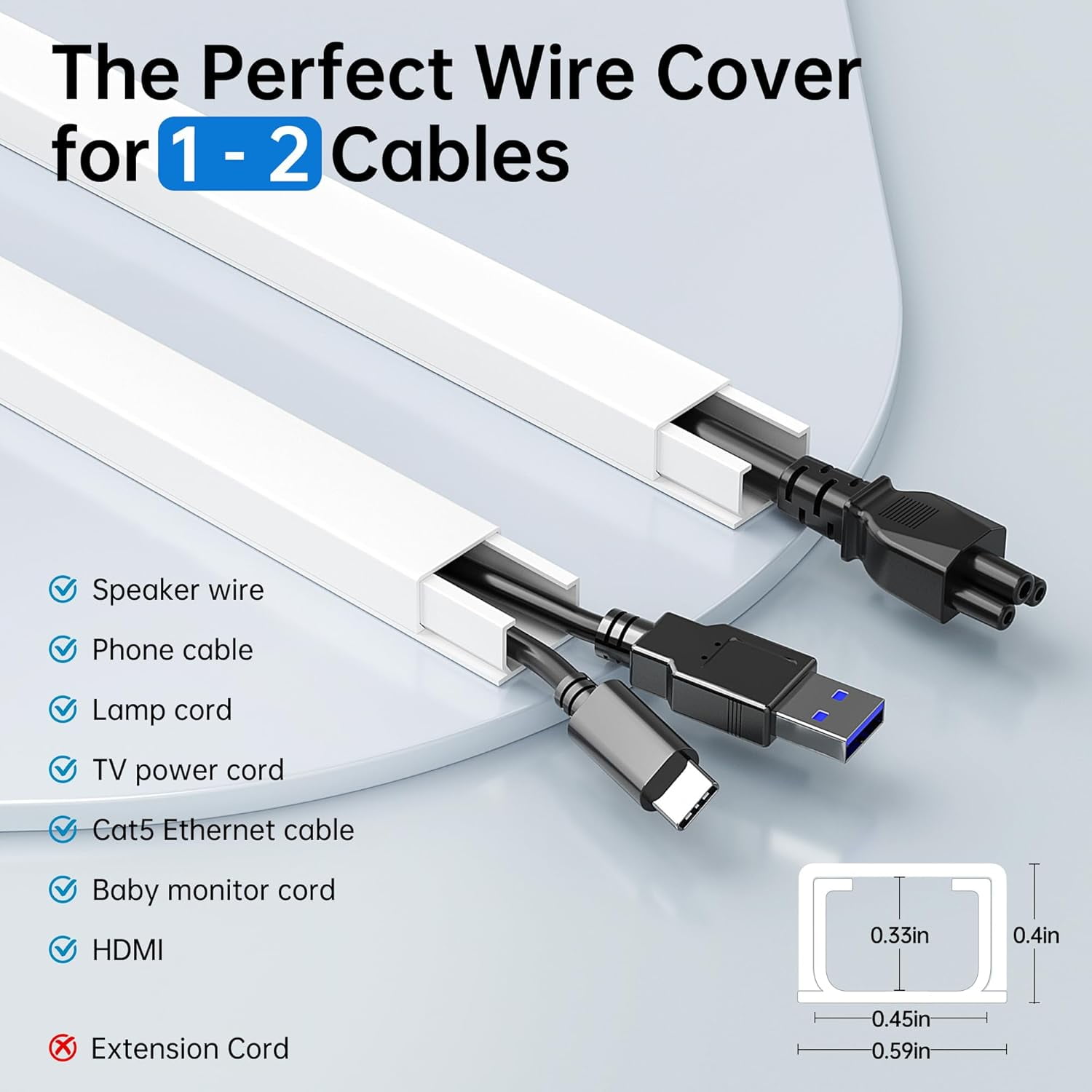 JUNXIAO-Cable Hider, 315in Cord Covers for Wires on Wall, One-Cord Cord ...