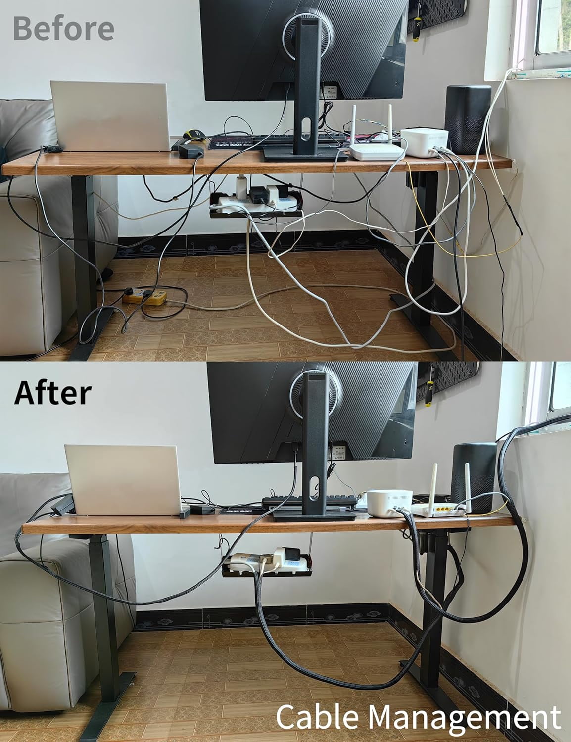 JUNXIAO-Cable Management Split Wire Loom Sleeve - Cord Hider ...