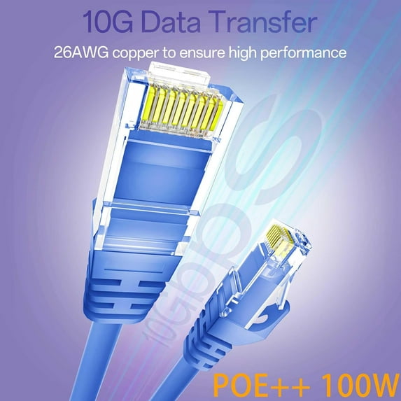 JUNXIAO-Cat 6 Ethernet Cable 0.5FT (24Pack), Cat6 Ethernet Patch Cable 10Gbps, High-Speed UTP ...