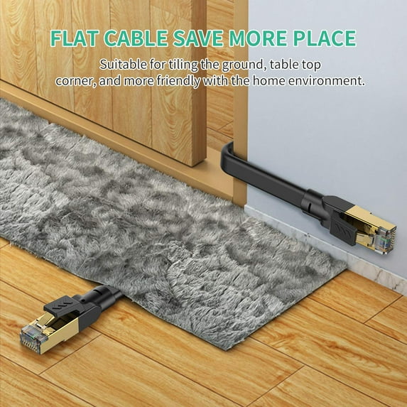 JUNXIAO-Cat 8 Ethernet Cable 20 ft, Flat Ethernet Cable Internet Cable ...