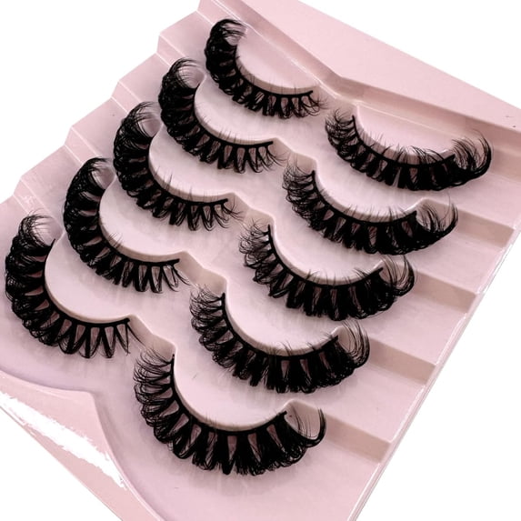 JUNXIAO-Cat eye Eyelashes 3D Natural False Lashes D Curl Fluffy Soft ...
