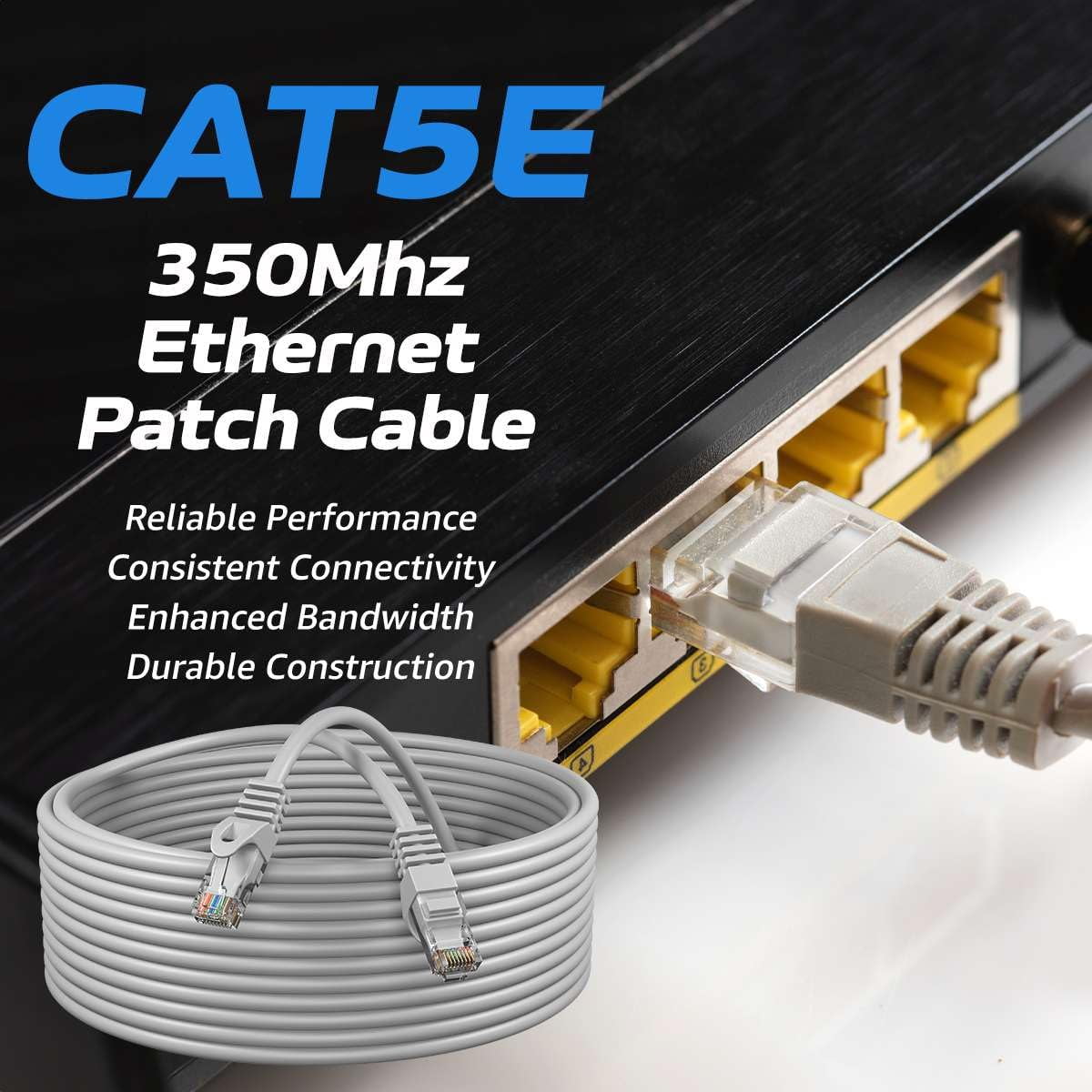 JUNXIAO-Cat5e 7FT Network Ethernet Patch Cable, 350Mhz Internet Wire ...