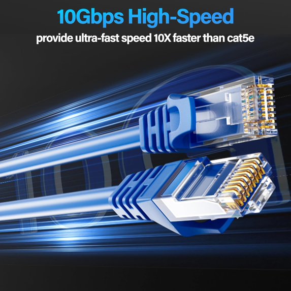 JUNXIAO-Cat6 Ethernet Cable 10Gbps 14 ft (10 Pack), Flexible Bare ...