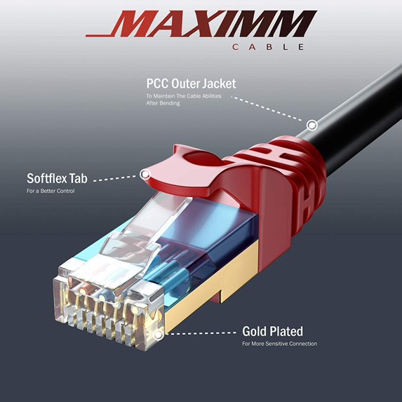 JUNXIAO-Cat7 Outdoor Ethernet Cable - 50 Foot - High Speed Direct ...