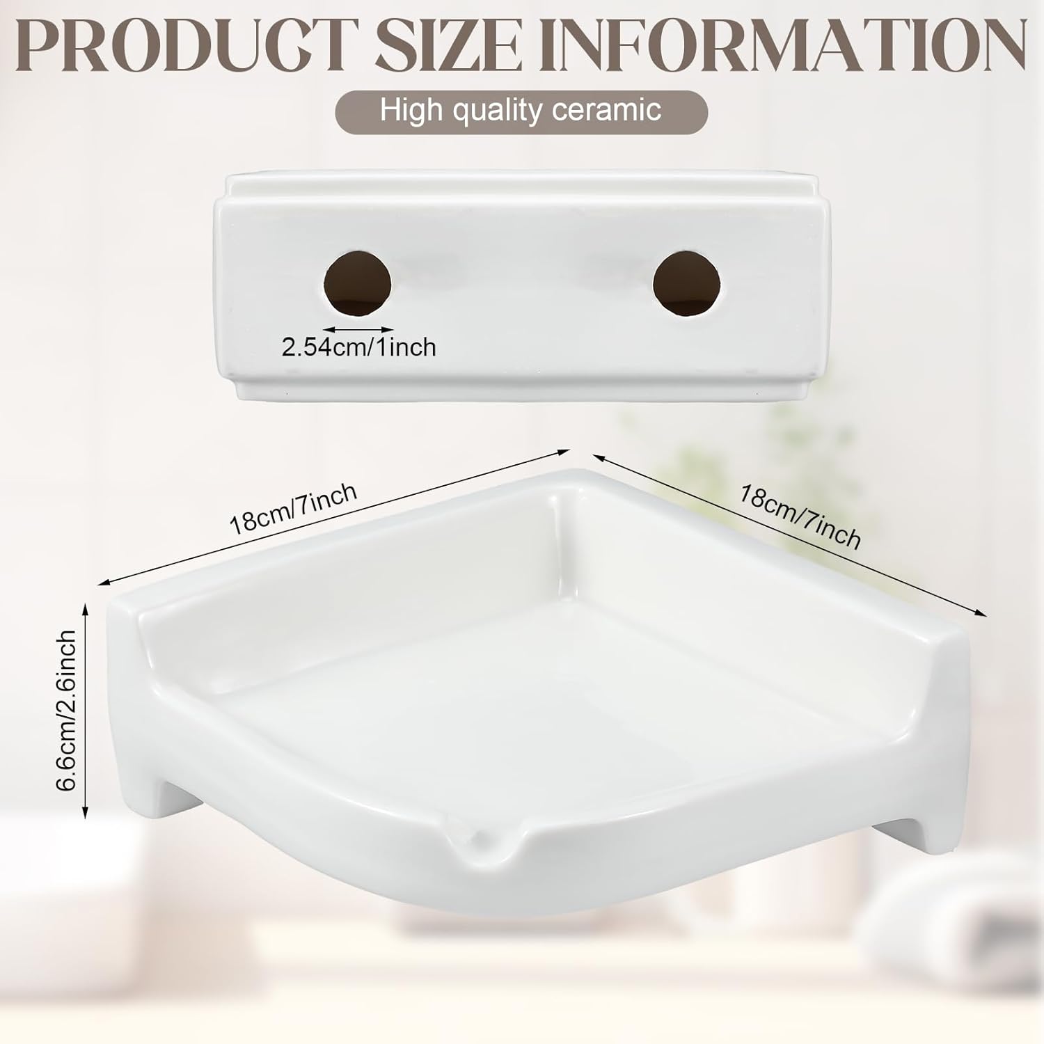 JUNXIAO-Ceramic Corner Soap Dish for Shower Wall Tile White Ceramic ...
