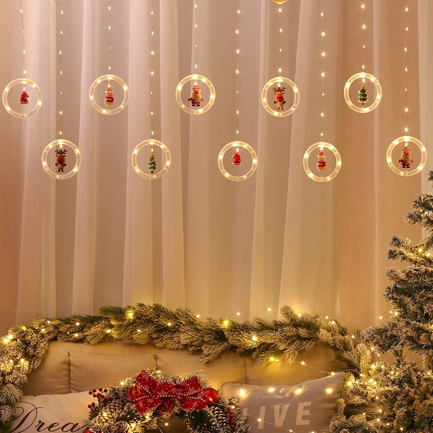 JUNXIAO-Christmas Lights, 120 LED Lights 9.84 Feet Long Christmas ...