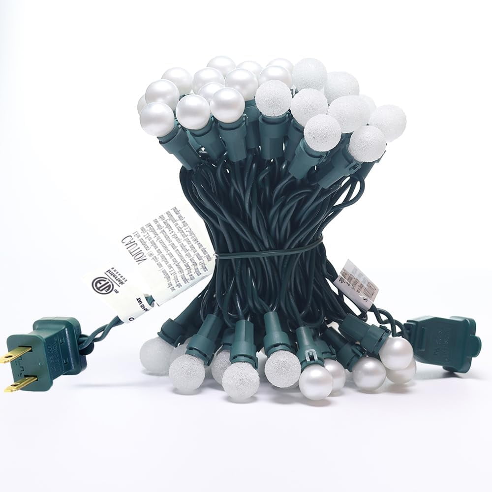 LINYAN-Christmas Lights 50 LED Warm White Pearl G15 Glass Berry,Globe ...