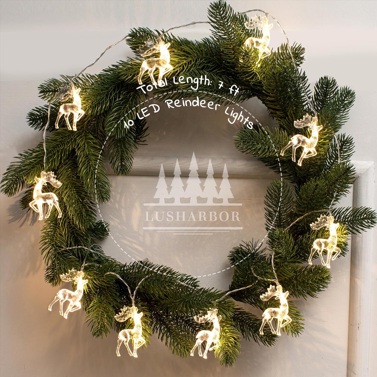 JUNXIAO-Christmas Lights Reindeer String Lights, 6.8FT 10 LED Battery ...
