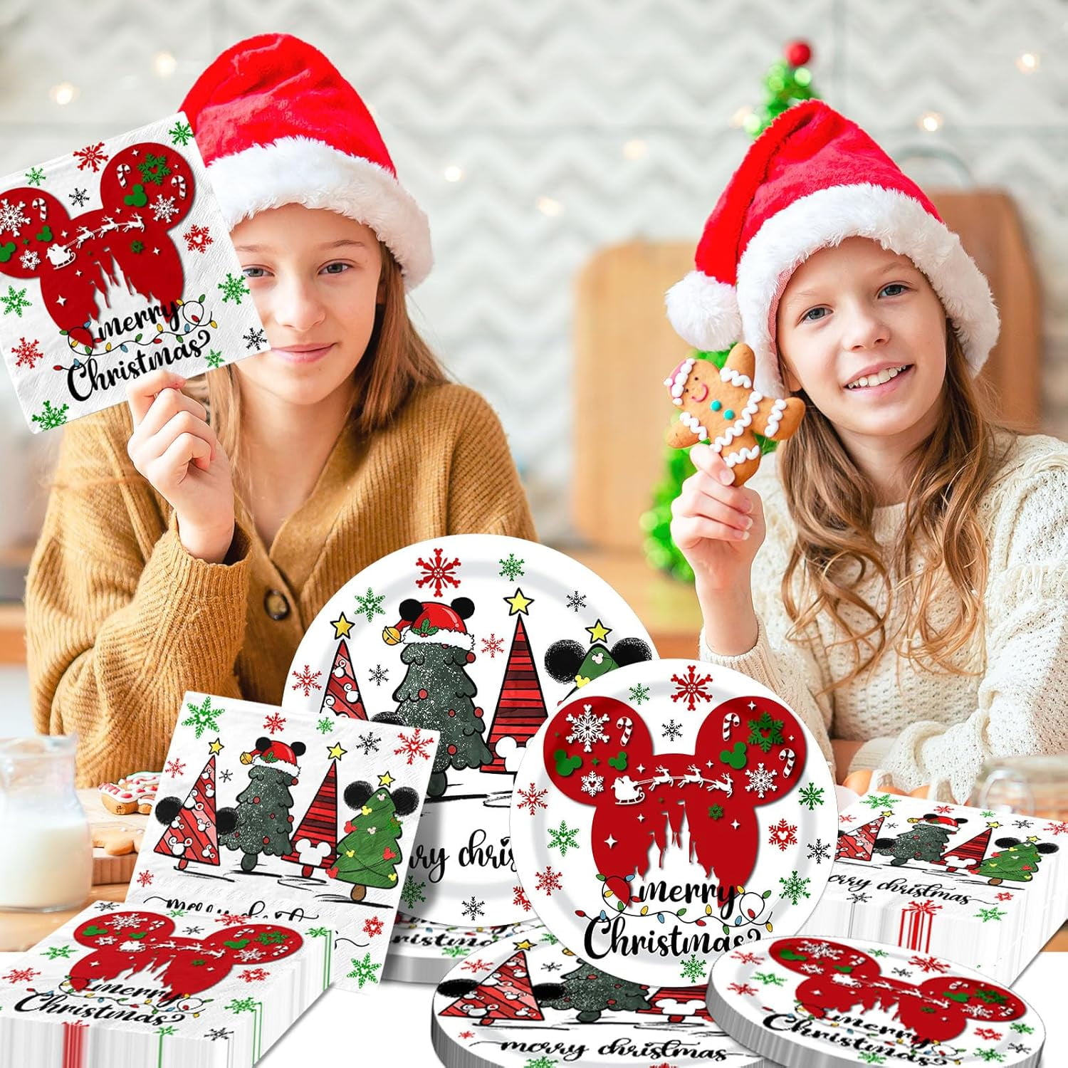 JUNXIAO-Christmas Party Decorations Christmas Mouse Plates and Napkins ...
