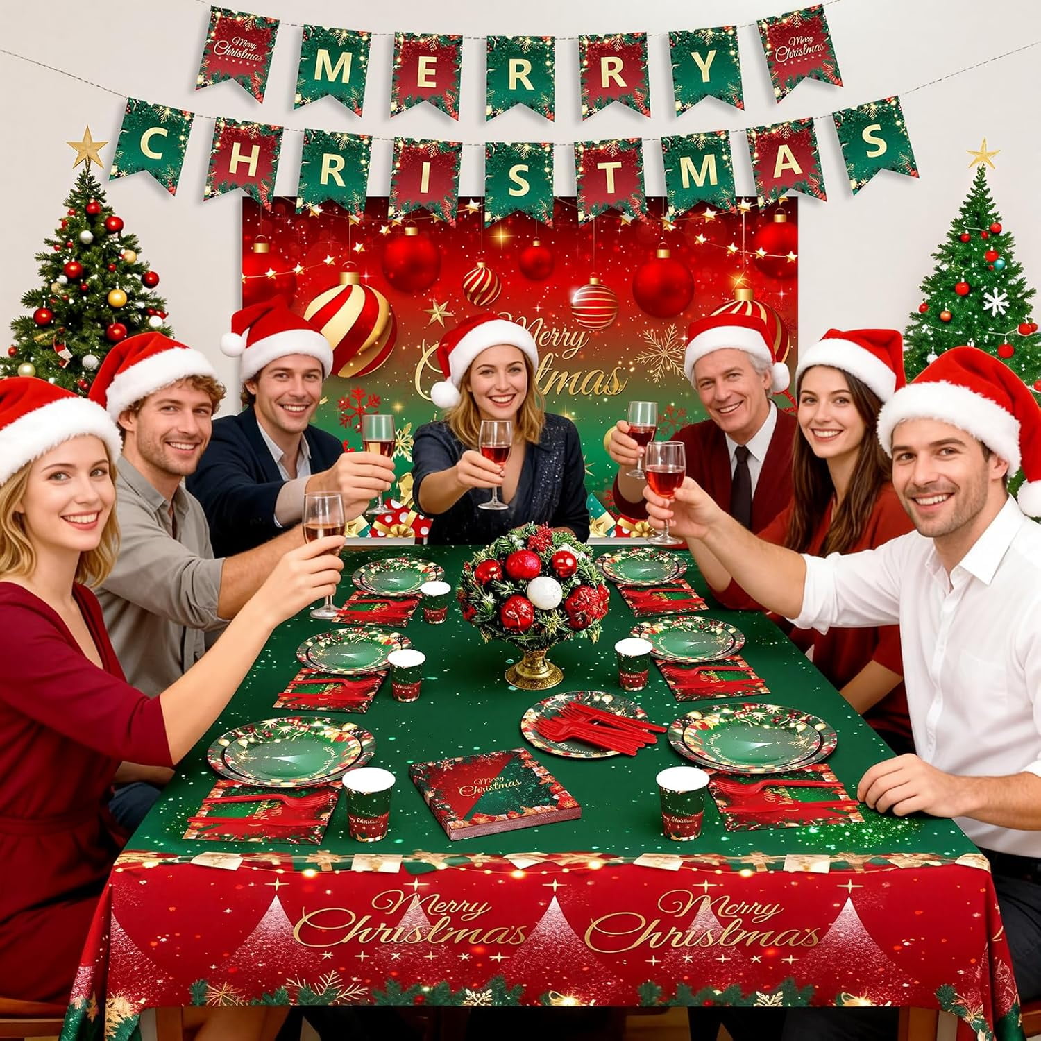 JUNXIAO-Christmas Party Decorations, Merry Christmas Party Supplies ...