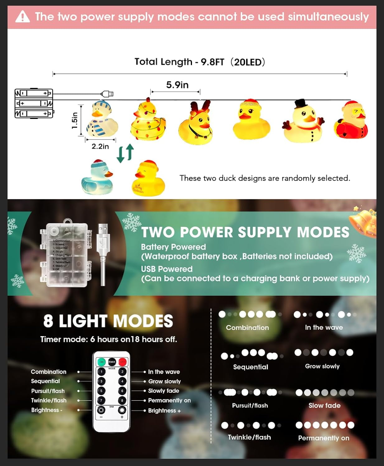 LINYAN-Christmas Rubber Ducks String Lights - 20 LED Perfect for Kids ...