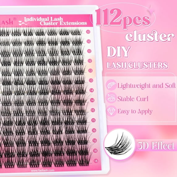 JUNXIAO-Cluster Lashes Fluffy 10-18mm Lash Clusters Volume Lash ...