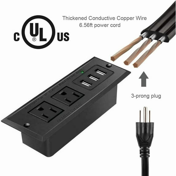 JUNXIAO-Conference Recessed Power Strip Socket with USB Ports,Table ...