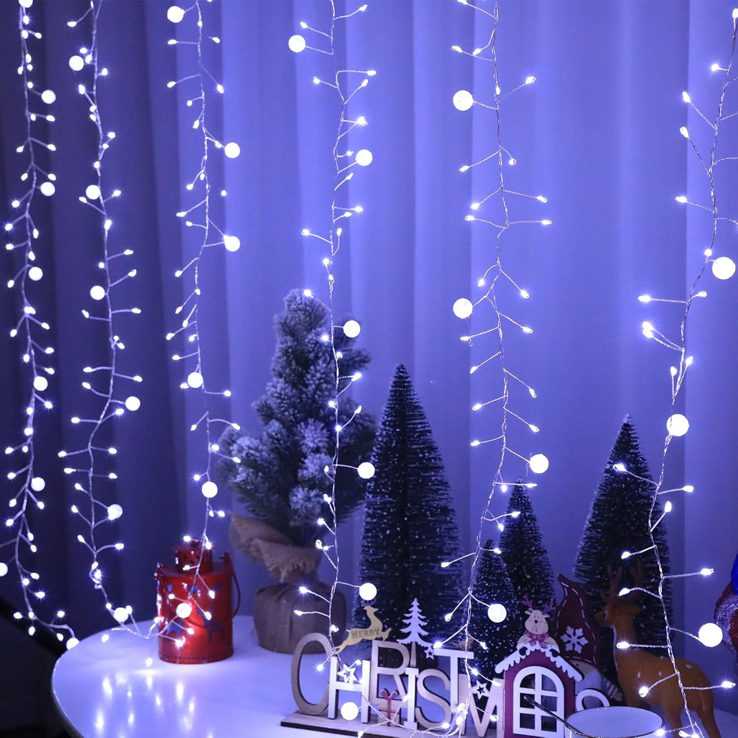 JUNXIAO-Copper Wire Firecracker Christmas Fairy Lights, Connectable ...