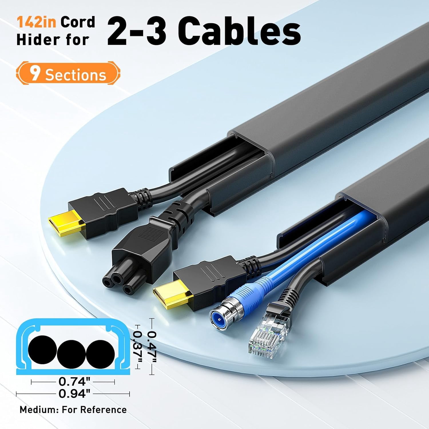 JUNXIAO-Cord Hider, 142in Cable Hider, Cord Covers for 2-3 Wires on ...