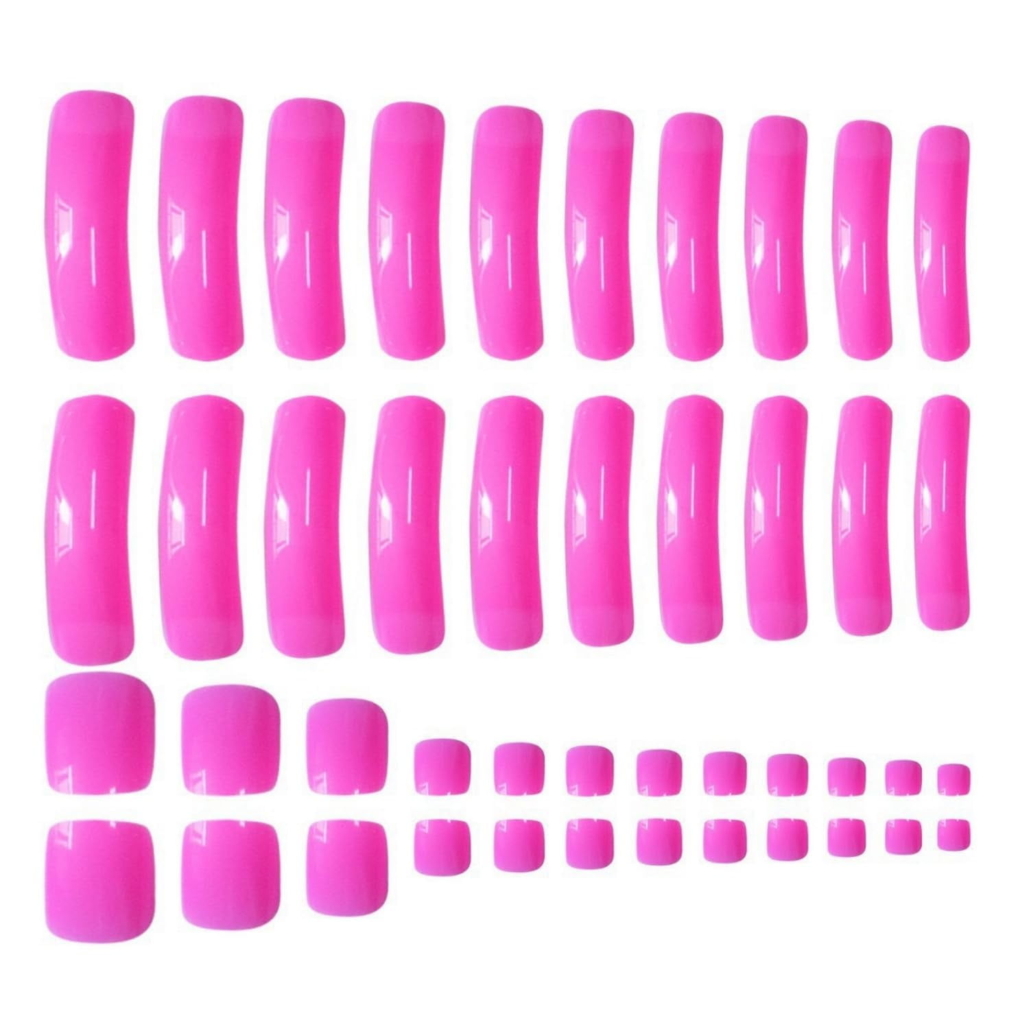 JUNXIAO-Curved Press on Nails & Toenails Kit Extra Long Fake Nails Pink ...