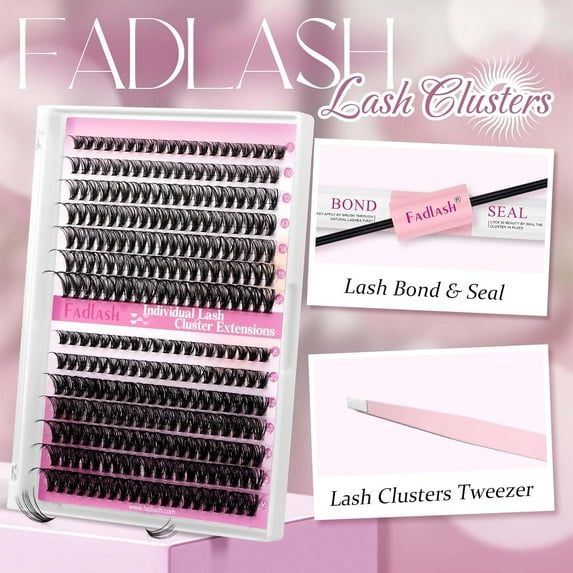 JUNXIAO-DIY Eyelash Extension Kit, 240Pcs Lash Clusters with Lash Bond ...