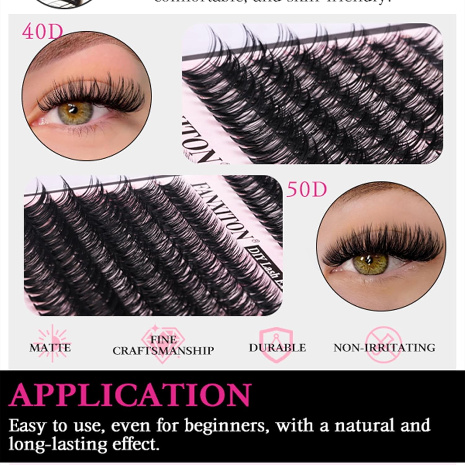 JUNXIAO-DIY Lash Extension Kit Natural Look Wispy Lash Clusters D Curl ...
